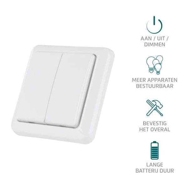 KlikAanKlikUit Wireless Double Wall Switch AWST-8802 70012 By Trust ...