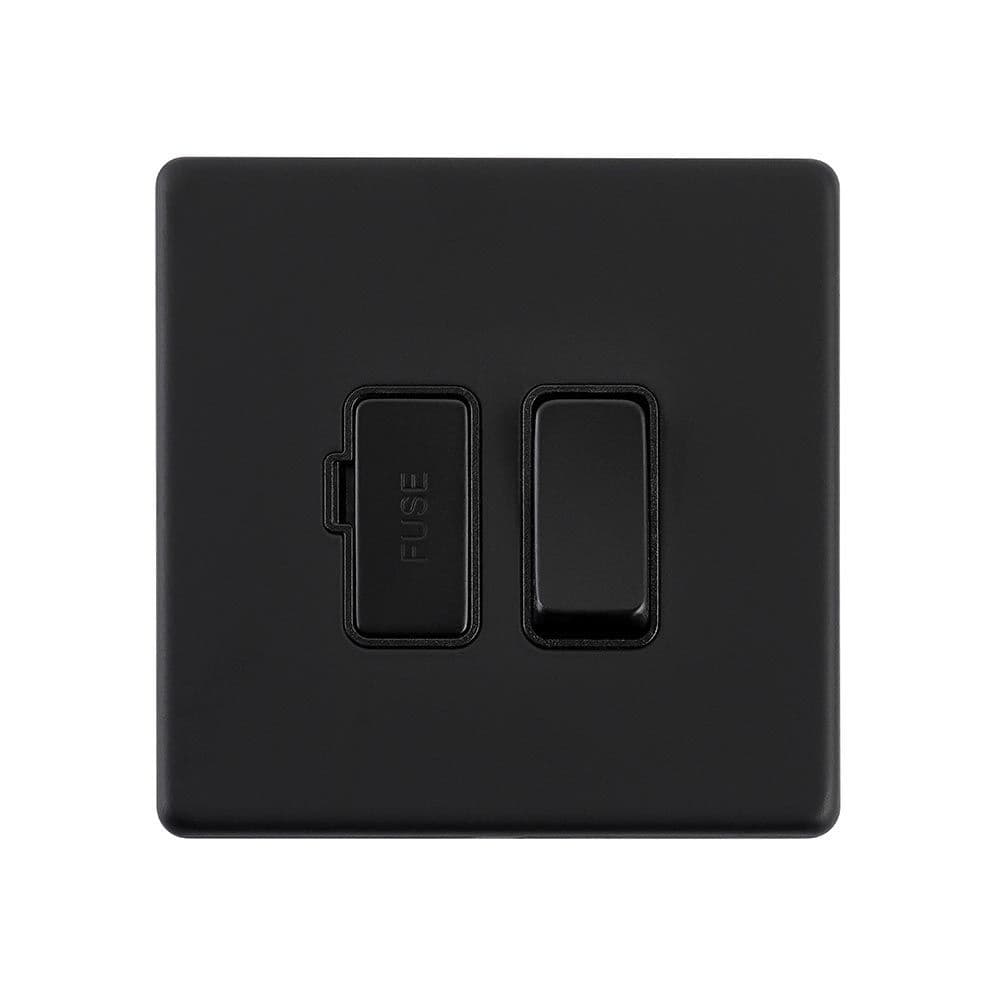 Saxby Screwless 13A Switched Fused Spur Unit - Matt Black With Black ...