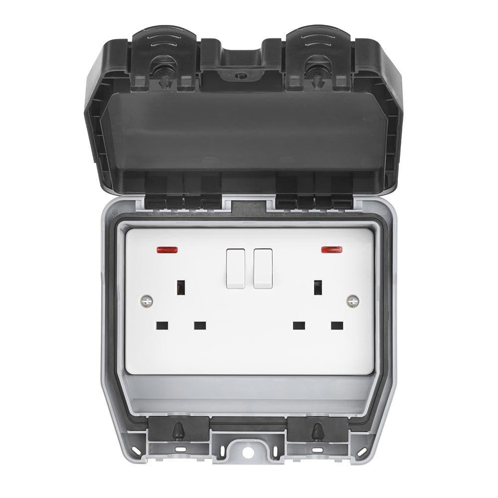 Saxby Weatherproof 13A 2G DP Switchd Socket WP422 By Saxby Electrical