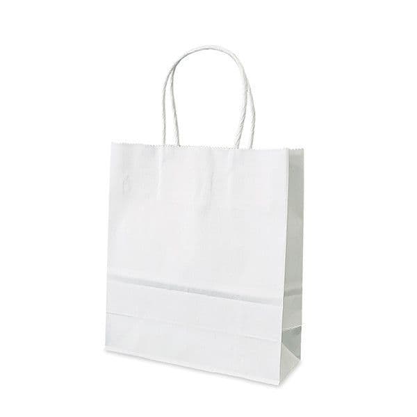 Small White Twist Handle Paper Carrier Pack 25