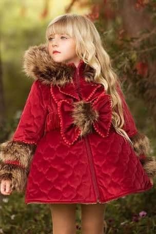 Meriche Alta Costura Girls Red Russian Style Coat
