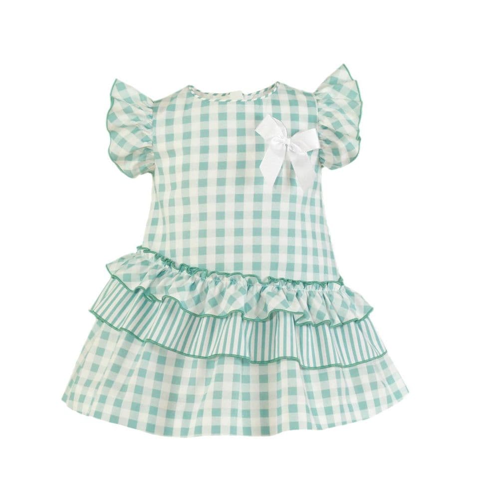 Miranda Girls Woven Green Check Dress 0165