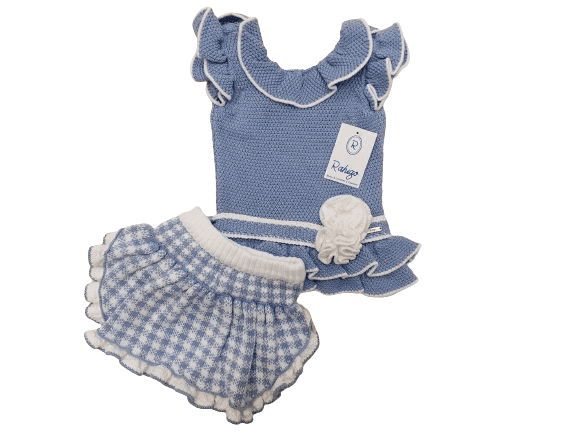 SS Rahigo Baby & Older Girls Blue Knitted Skort Set - 21175F