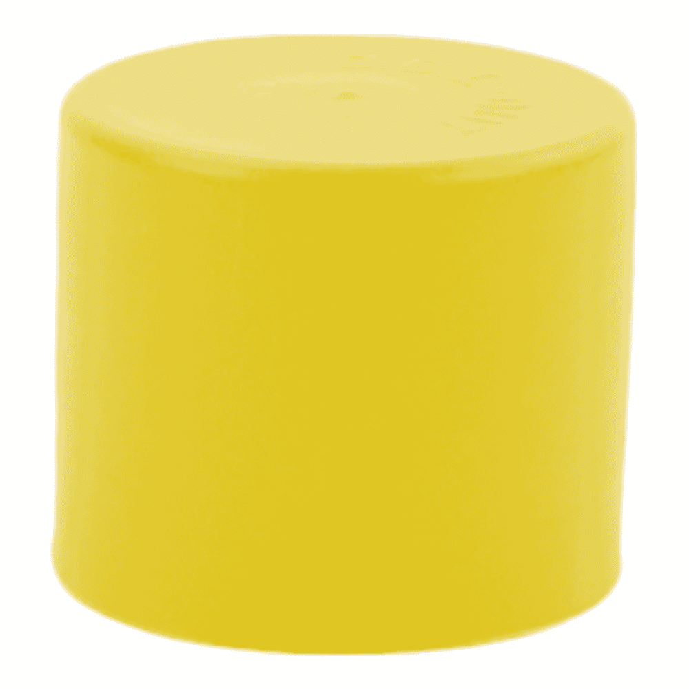 18.4mm Pipe End Caps, 19.5mm Height, Yellow Recycled LDPE