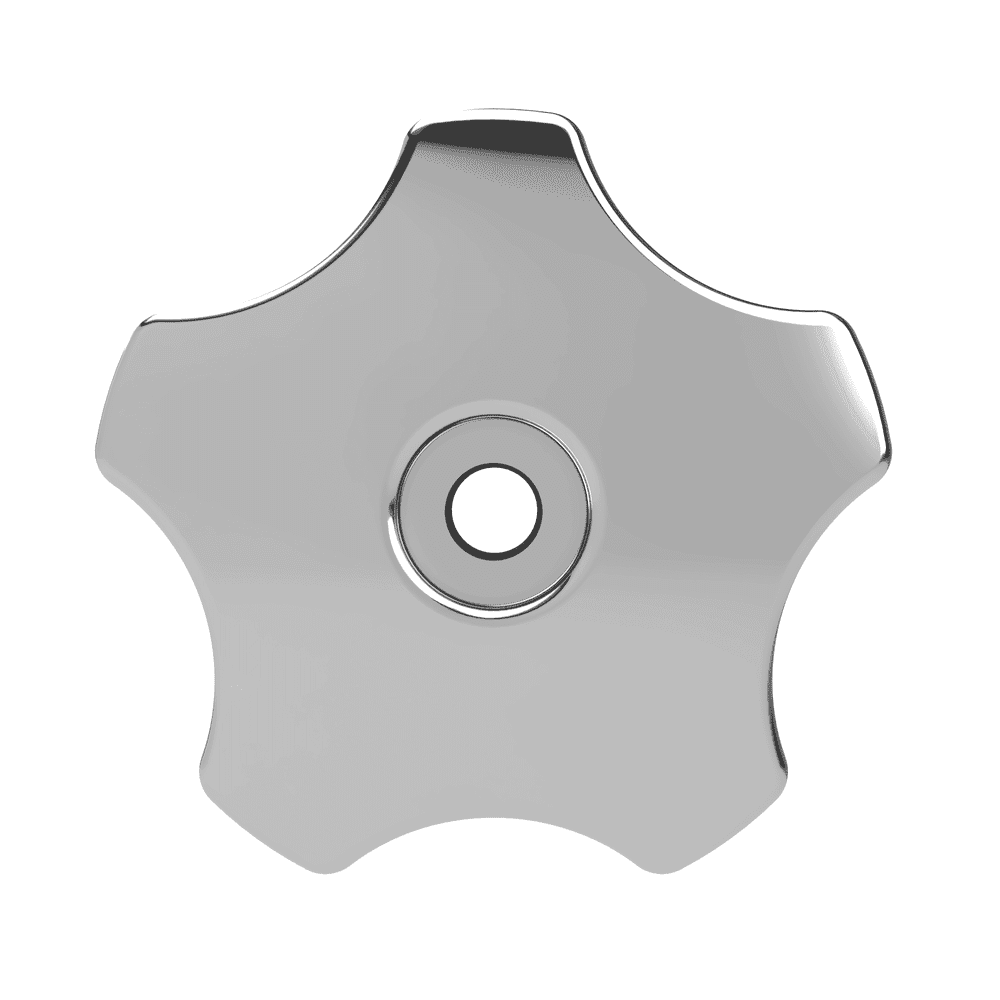 60mm x M12 Aluminium Through Threaded Handwheel - 5 Lobed | Vital Parts