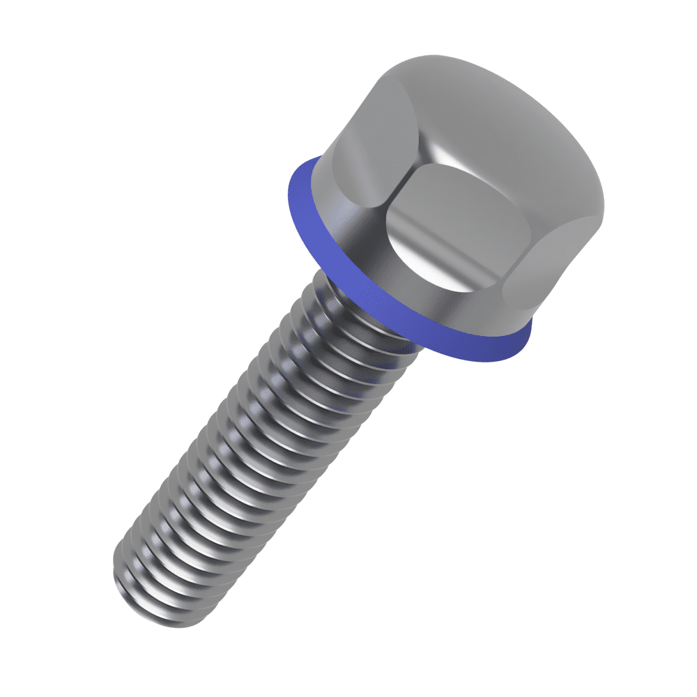 M4 x 12mm Hygienic Hex Head Screw, A4 Steel with NBR Seal