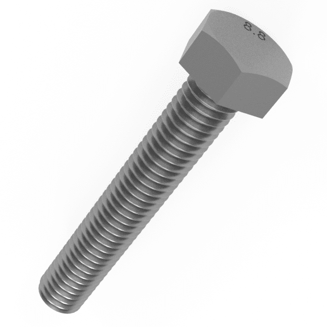 M4 x 70mm Hex Head Screw DIN 933 A2 Stainless Steel