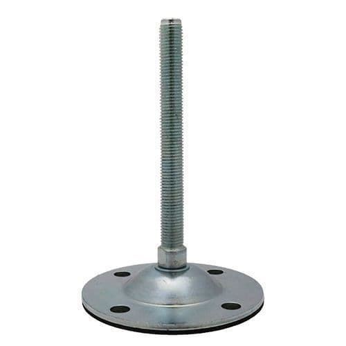 M16 x 150mm Machine Feet, Galvanised Steel, 124mm Rubber Base