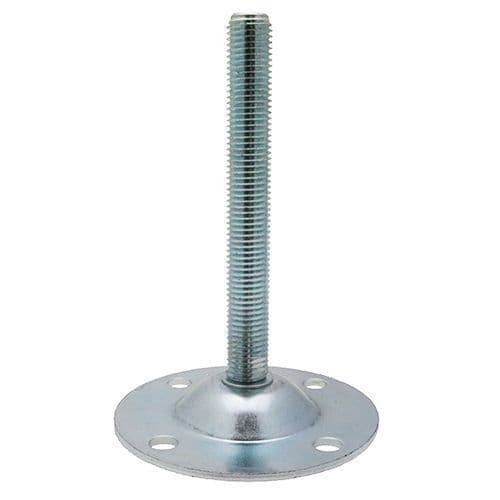 M20 x 100mm Machine Feet, Galvanised Steel, 124mm Base