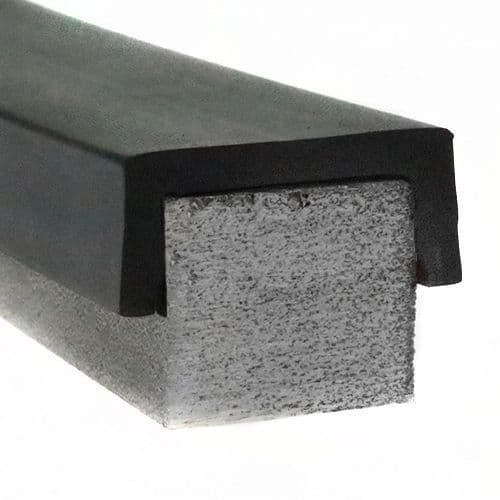 EPDM Rubber Edge Trim, Square Channel - 12mm Depth x 5m Length