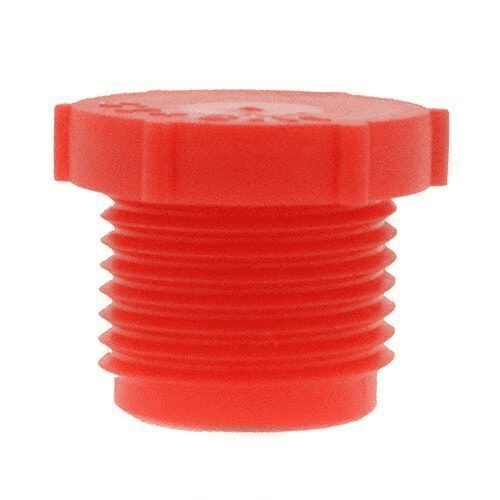 Red Plastic Threaded Plugs, 1/2