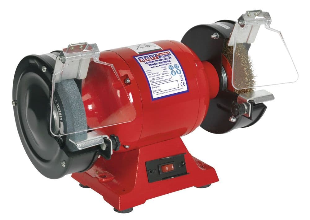 150 mm Heavy-Duty Bench Grinder & Wire Wheel 370 Watt Sealey BG150XLW/98