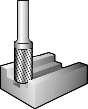 Cylinder end cut tungsten carbide burr | Universal cut | 12 mm
