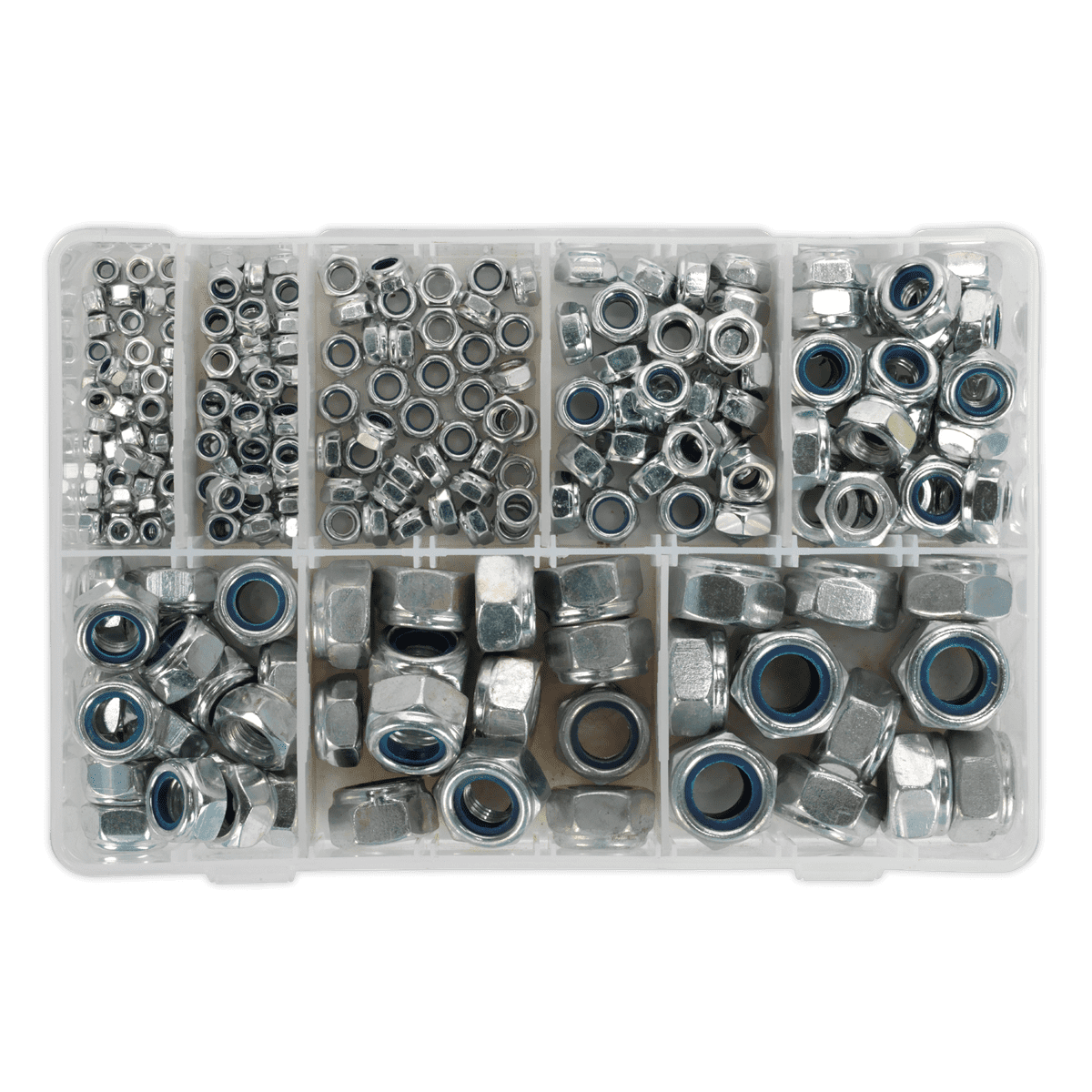 Nylon Lock Nut Assortment 255pc M4-M16 DIN 985 AB033LN