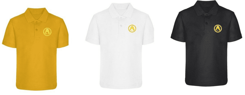 Flitwick Lower School Polo Shirt White Yellow and Black