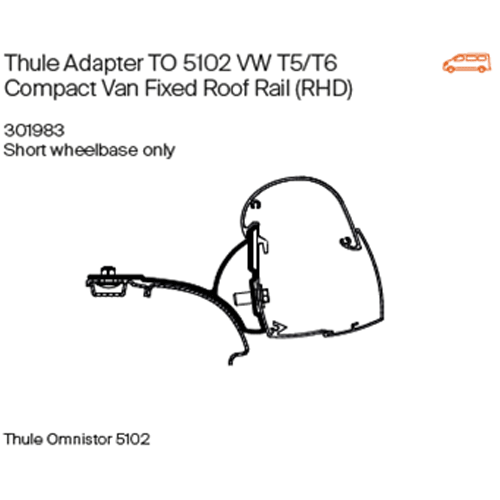 ADAPTER 5102 VW T5/T6 WITH GUTTER TRACK - VARIOUS