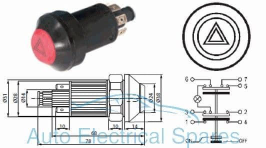 181256 HEAVY DUTY Hazard Warning Light Push Switch RED 181256-heavy-duty-hazard-warning-light-push-switch-red