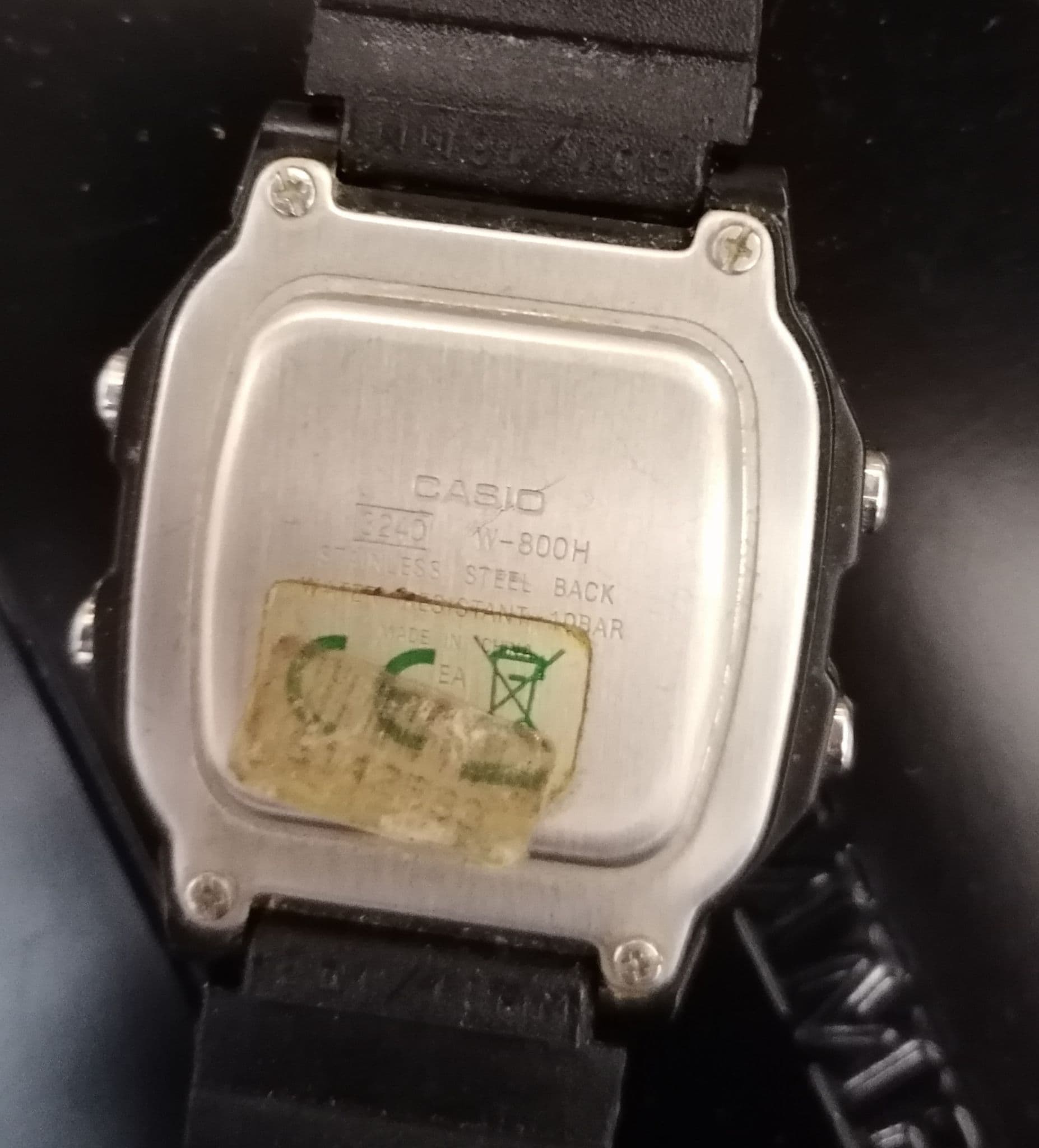 Casio illuminator W-800H 3240 Stainless Steel Back