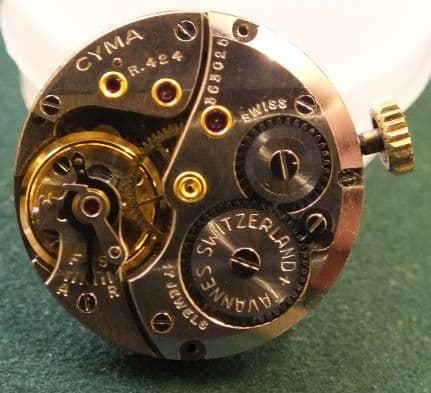CYMA CAL R 424 Movement With Dial Hand and crown