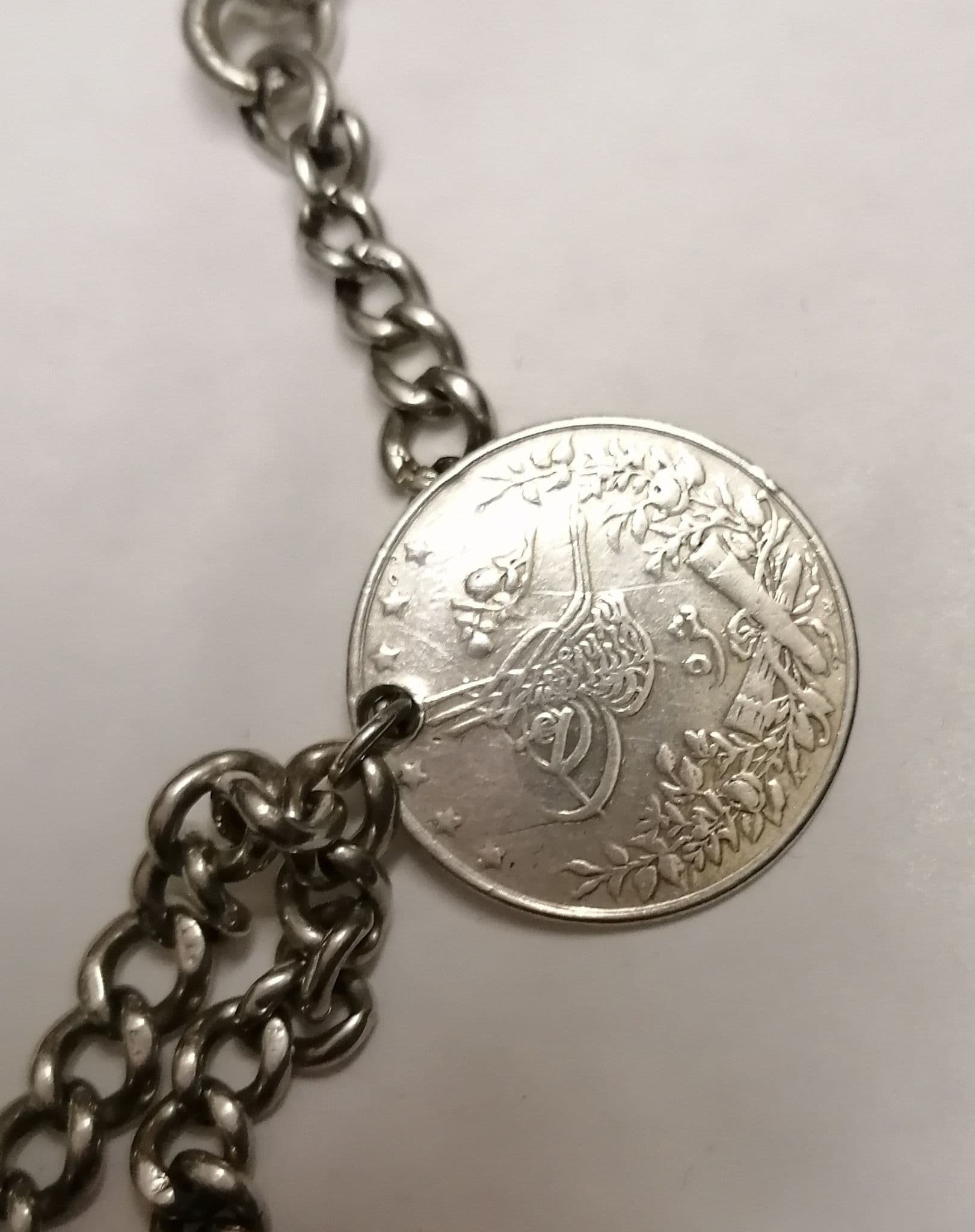 Double Albert chain solid silver with coin