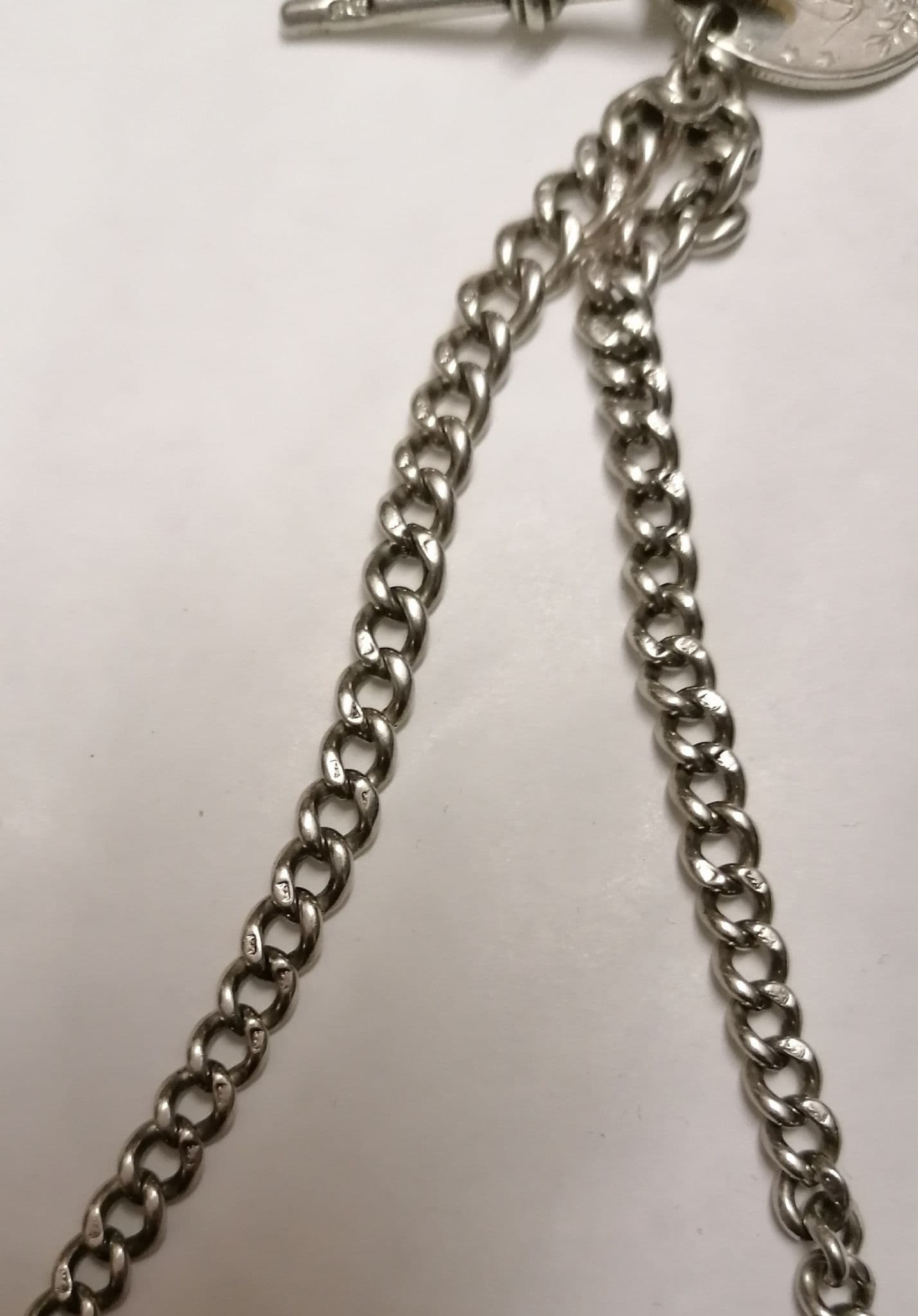 Double Albert chain solid silver with coin