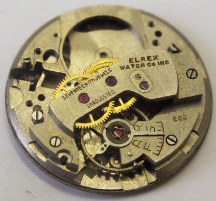 ELREX WATCH CO 17 Jewel part movement complete balance Dial and hands
