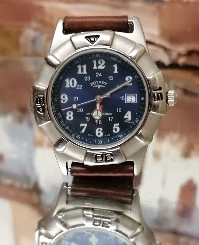 Rotary Swiss Commando quartz running keeping time