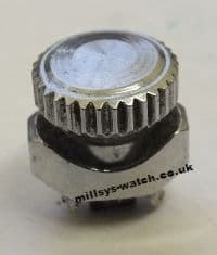 Steel Pocket watch push button with crown 10 2 mm width Crown 11 5 mm Body