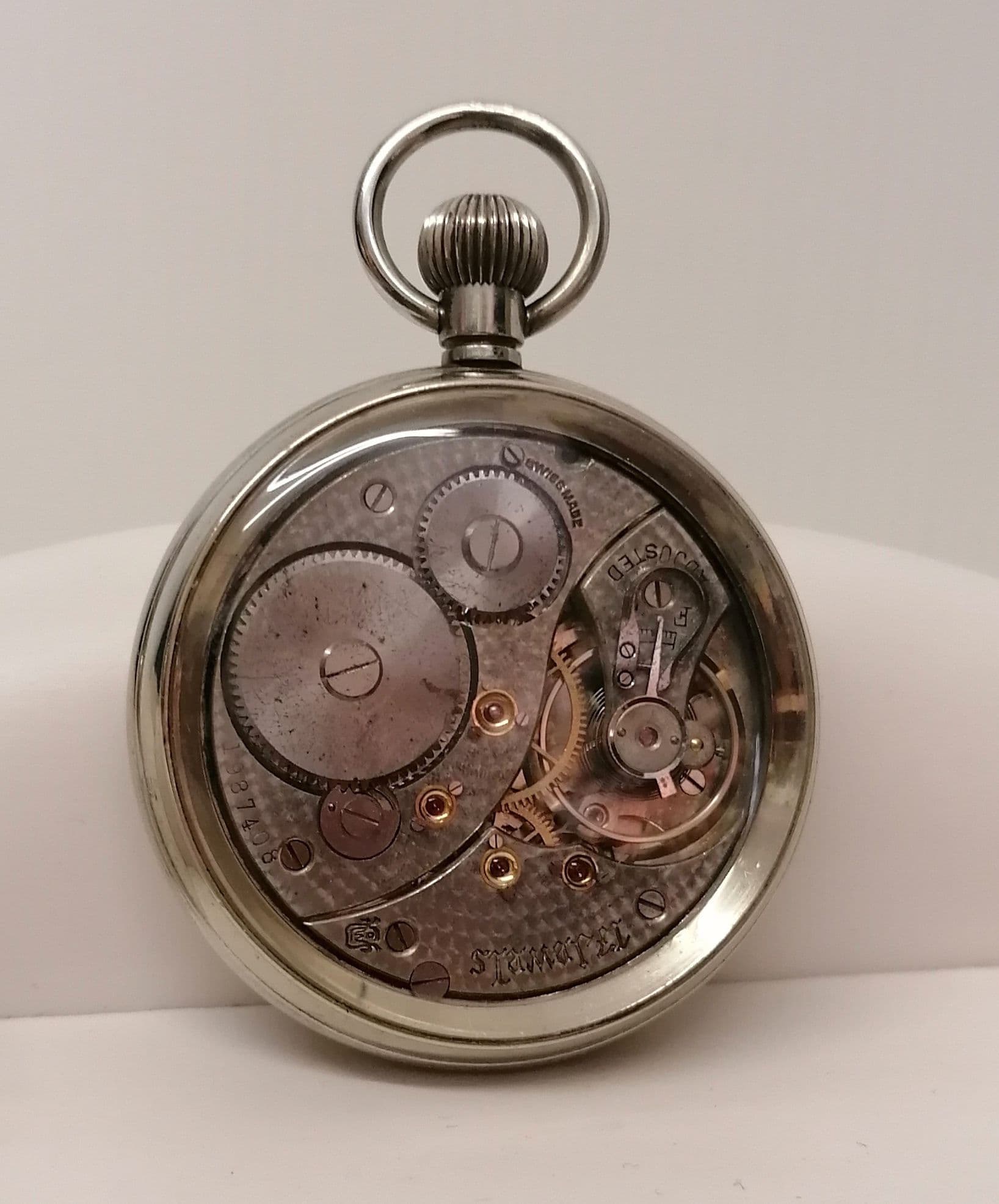 Swiss Museum cased steel pocket watch