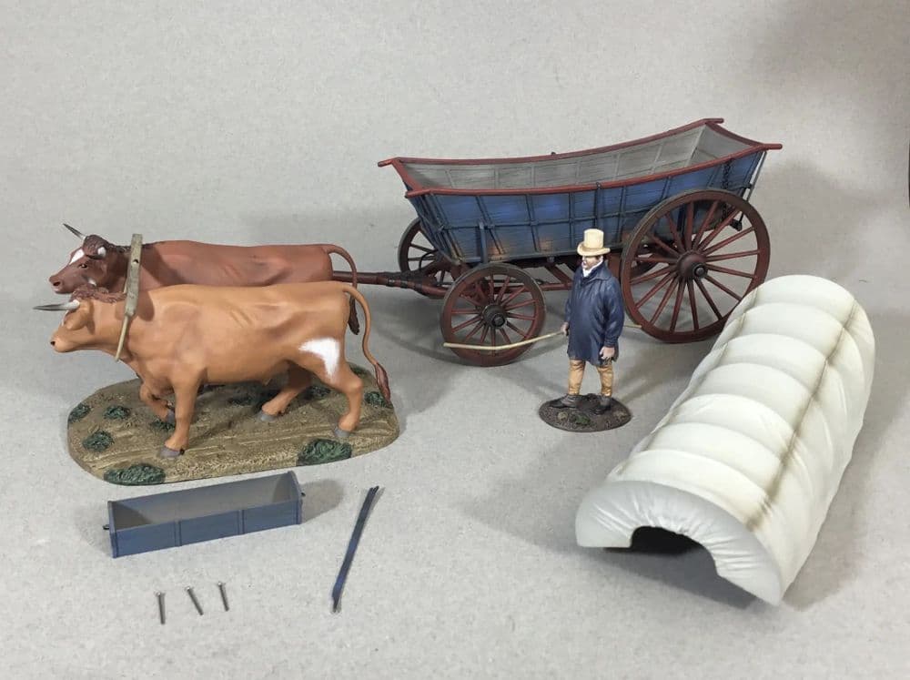 WB35045-18th-19th Century Freight Wagon with Two Oxen & Teamster