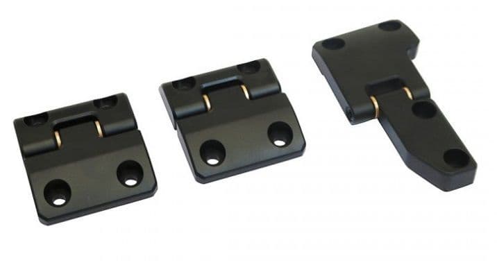 Black Defender Billet Aluminium Rear Full Door Hinge Set