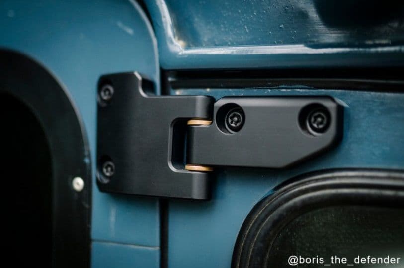 Black Defender Billet Aluminium Rear Full Door Hinge Set