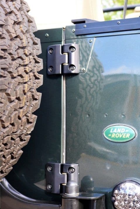 Black Defender Billet Aluminium Rear Half Door Hinge Set