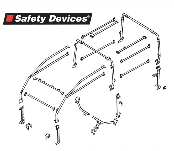 Defender 90 6-Point Full External Roll Cage
