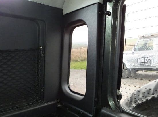 Defender 90 Rear Black Rear Quarter Trim Panels with Side Window Cut ...