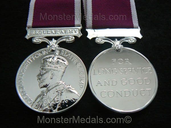 FULL SIZE ARMY LONG SERVICE GOOD CONDUCT MEDAL GEORGE V REGULAR ARMY GV