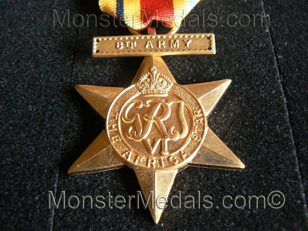 FULL SIZE WW2 AFRICA STAR WITH 8th ARMY CLASP REPLACEMENT COPY