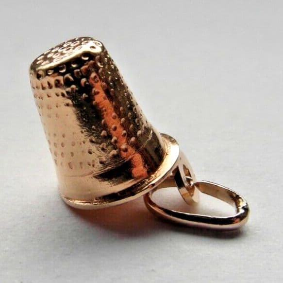 9ct gold charm of a thimble suitable for old fashion traditional charm ...