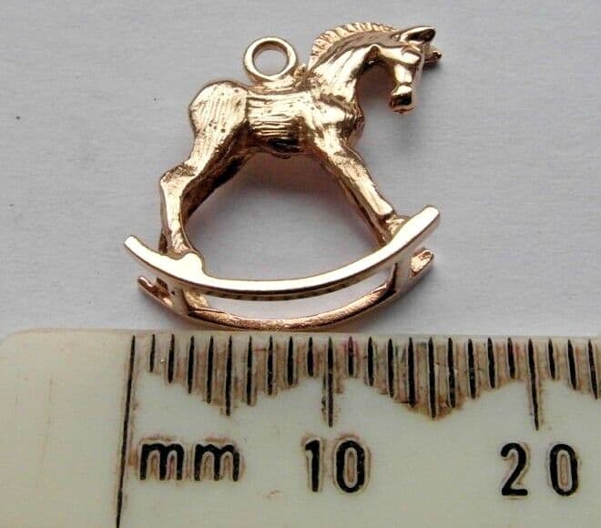 9ct gold charm old traditional vintage victorian rocking horse for a ...
