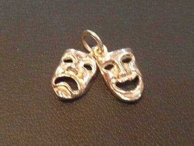I72 SOLID SILVER SET OF 2 OPERA MASKS HAPPY AND SAD JOKER / JESTER FACE ...