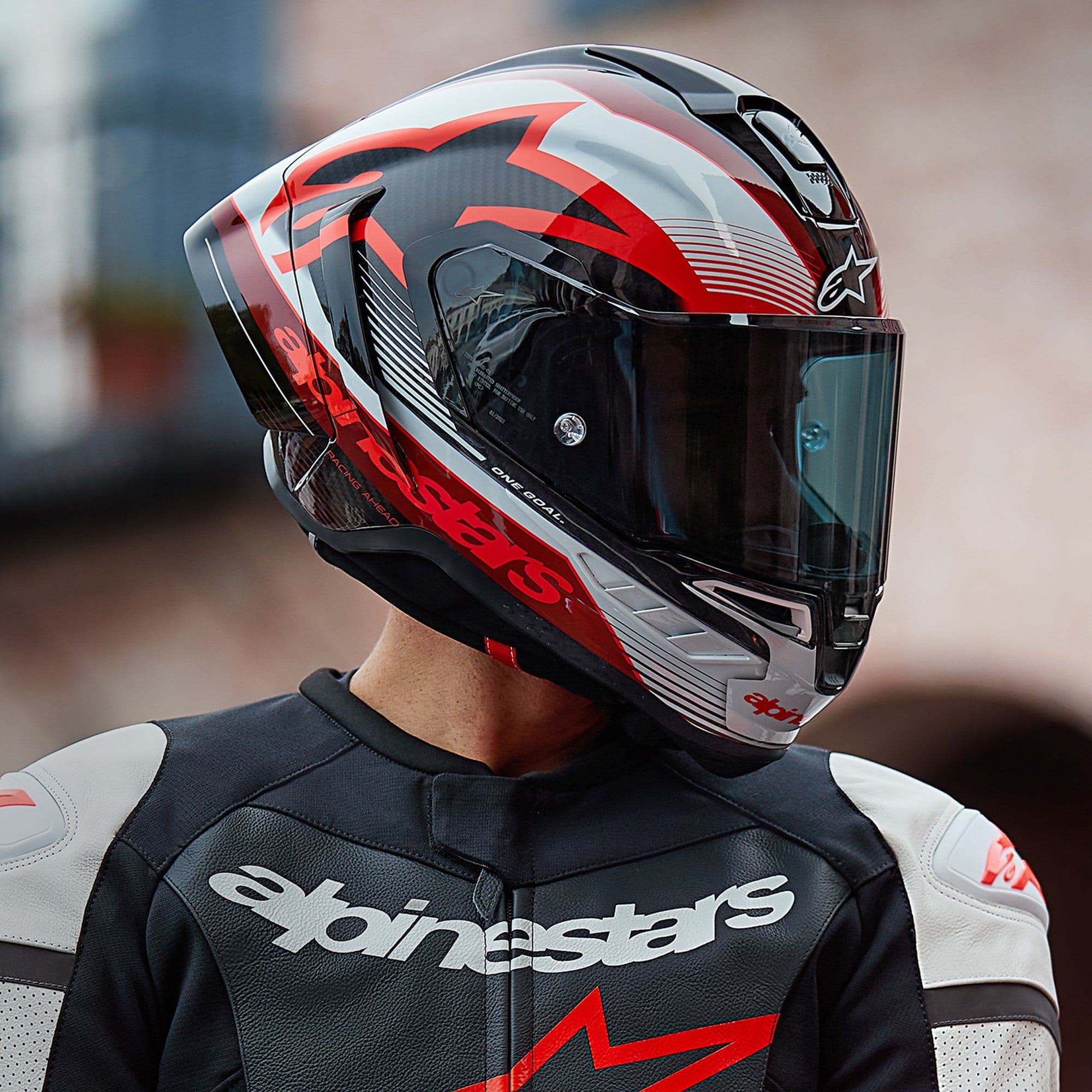 Alpinestars Supertech R10 Helmet Team Black Carbon Red/White Gloss