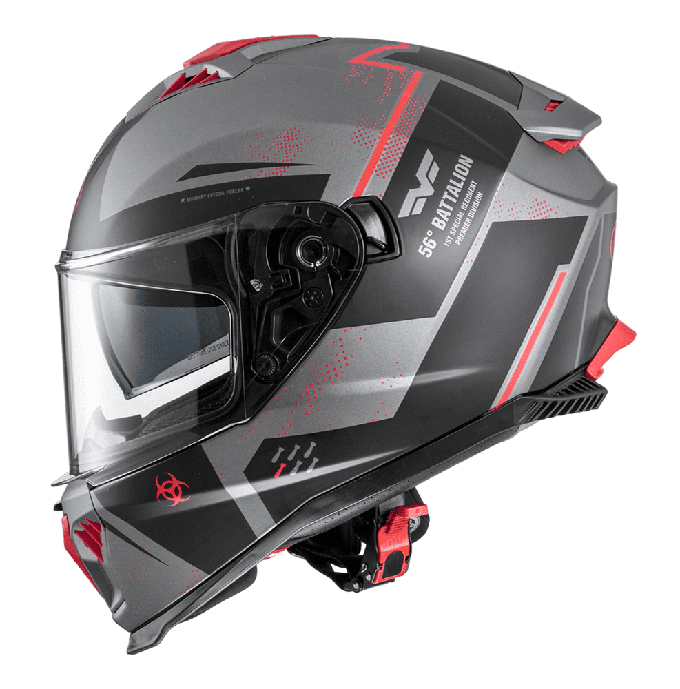 Premier Typhoon Fullface Helmet BA17 Matt Black/Grey/Red