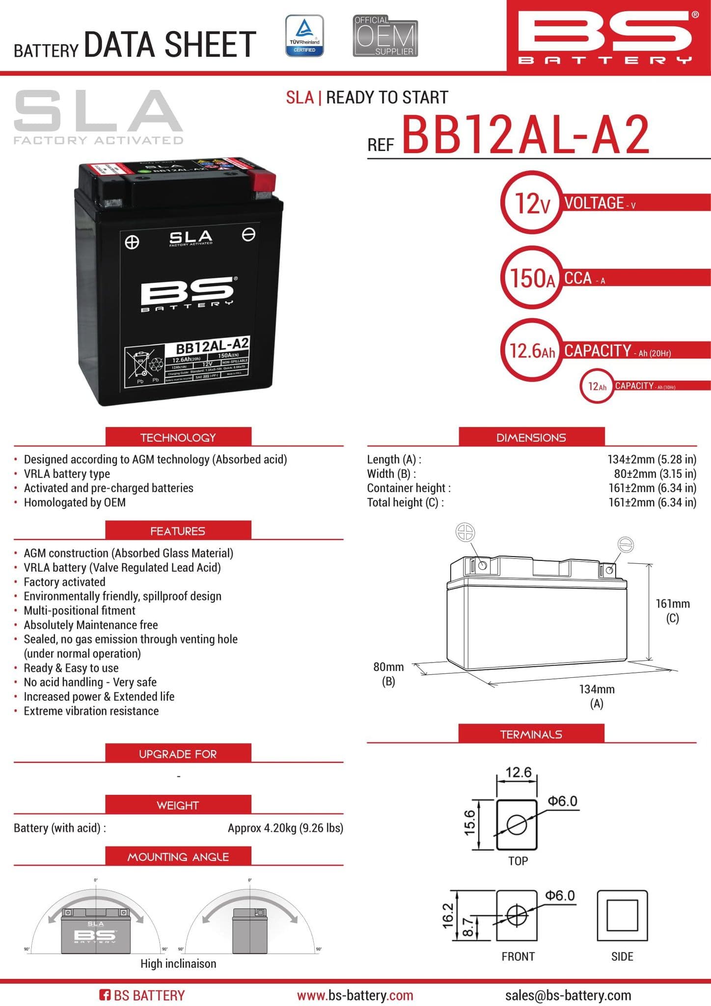 BS BB12AL-A2 SLA Battery
