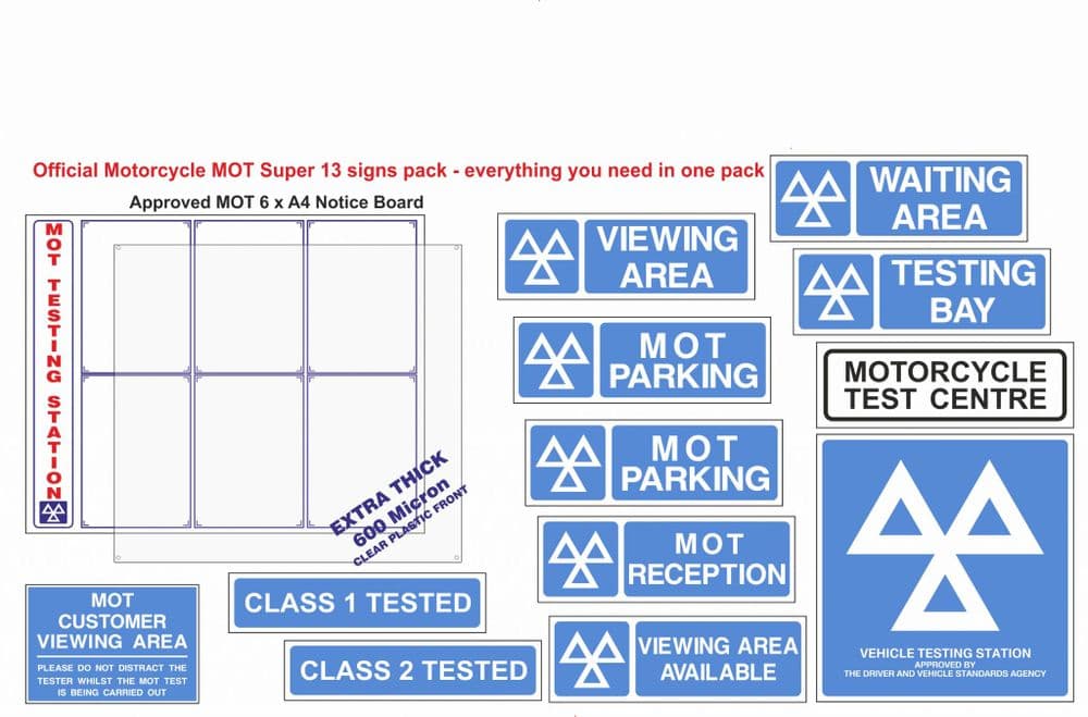 1s - MOT Motorcycle 13 Signs Pack