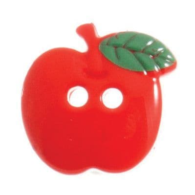 2 Hole Apple Button - 18mm - Red LC7 2