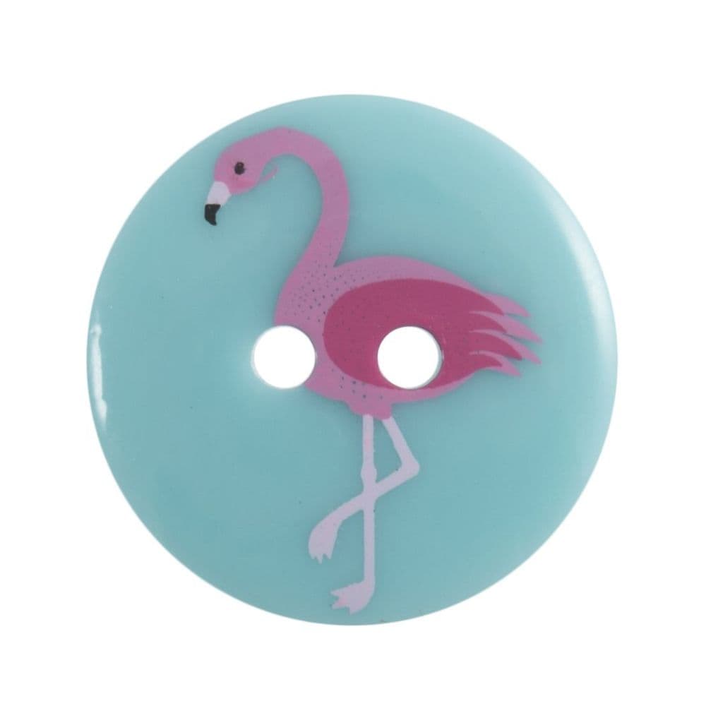2 Hole Flamingo Button - 19mm - Blue LC31 3