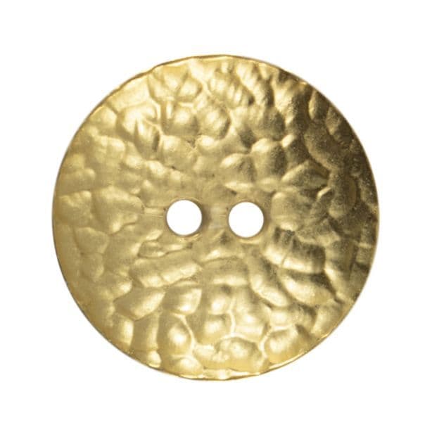 2 Hole Hammered Metal Button - 30mm - Gold LC15 7