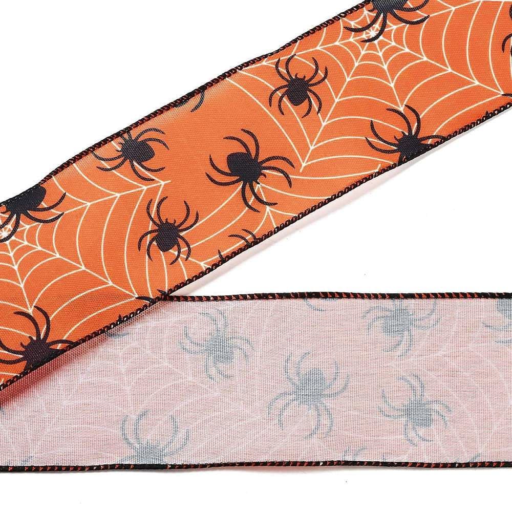 Halloween Wired Ribbon - Spider Design 63mm Wide 4 5M Roll