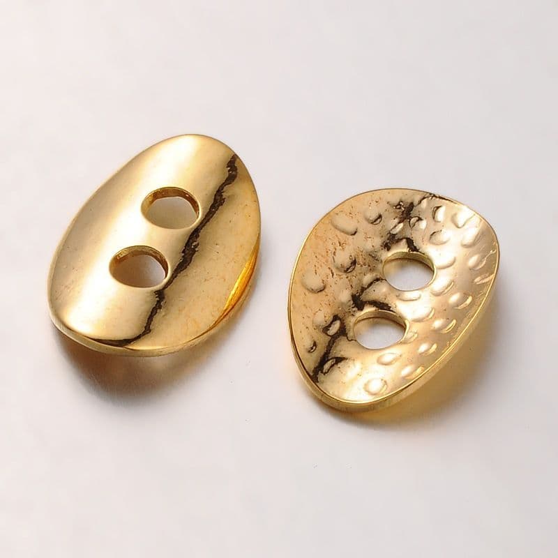 Hammered Oval Metal 2 Hole Button - 14mm