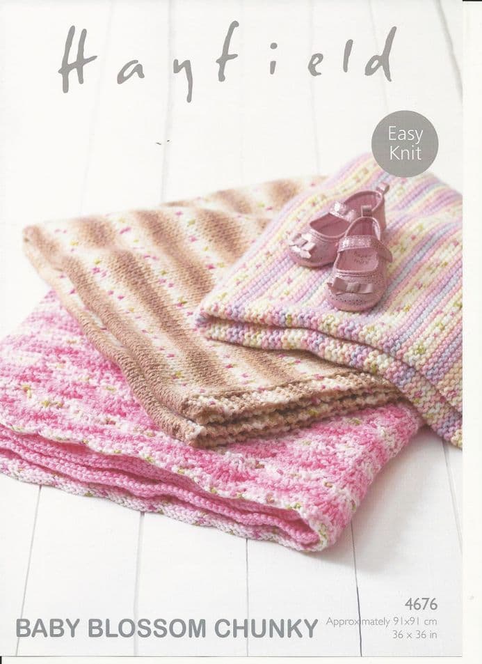 Hayfield Babies Blankets Knitting Pattern in Baby Blossom Chunky 4676